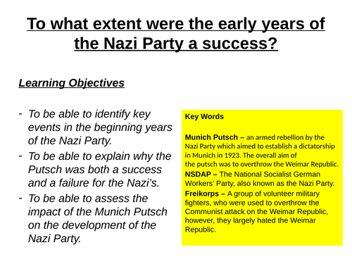 Lesson: Munich Putsch | Teaching Resources