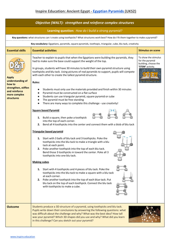 Ancient Egypt Home Learning - Lesson 4 DT The Pyramids of Giza ...