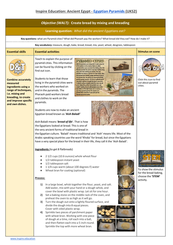 Ancient Egypt Home Learning - Lesson 5 DT Baking! | Teaching Resources