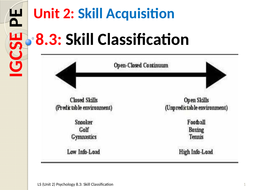 IGCSE PE (spec 2018) 8.3. Skill Classification | Teaching Resources