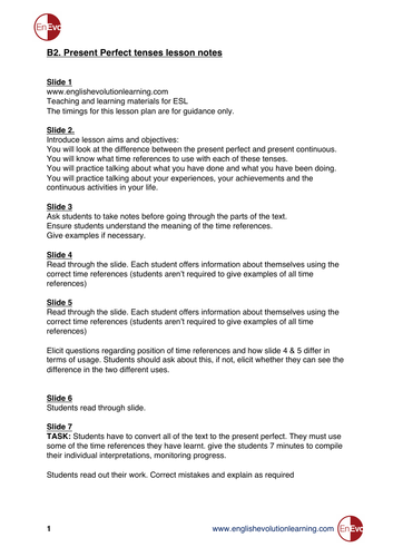 Using Present Perfect Tenses (B1 & B2) | Teaching Resources