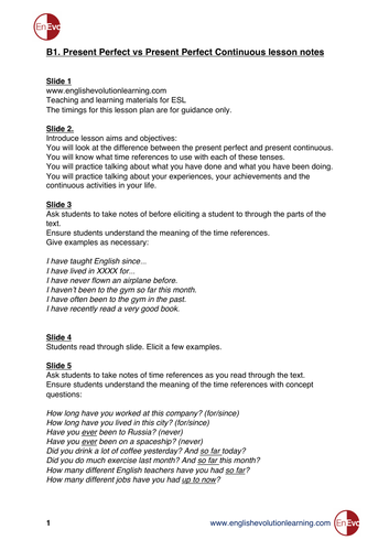 Using Present Perfect Tenses (B1 & B2) | Teaching Resources