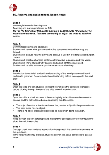 The Passive Tense and How to Use It (B1 & B2) | Teaching Resources