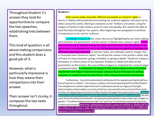 KS3 English Paper 2 Q4 Comparison | Teaching Resources