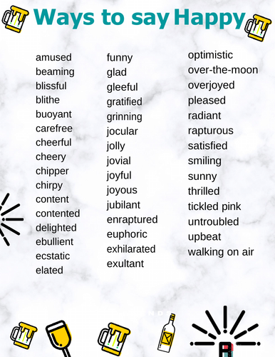 45 Ways to say "Happy" | Teaching Resources