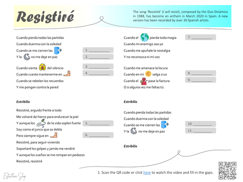 Spanish song - Resistiré (2020 version) | Teaching Resources