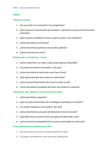 Volver | Teaching Resources