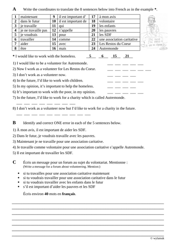 G.C.S.E. French - Theme 2 - Poverty and homelessness - Volunteering ...