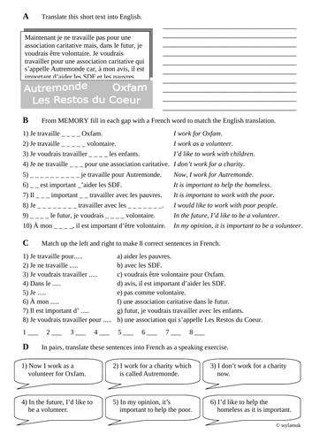 G.C.S.E. French - Theme 2 - Poverty and homelessness - Volunteering ...