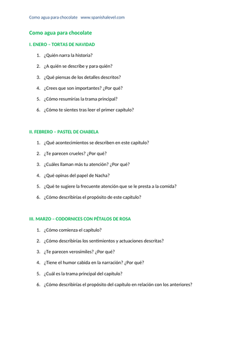 Como agua para chocolate | Teaching Resources