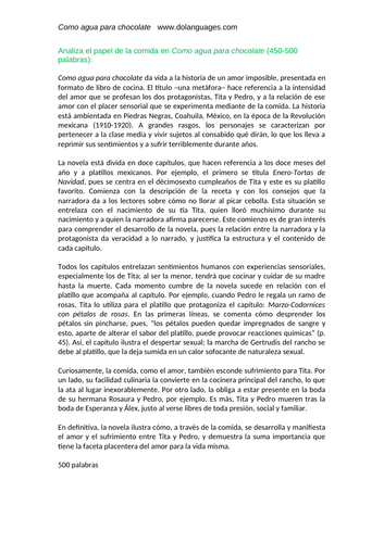 Como agua para chocolate | Teaching Resources