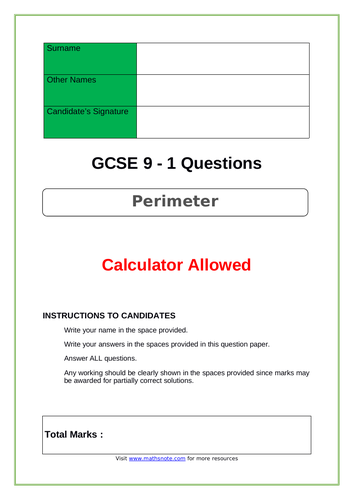 Perimeter for GCSE 9-1 | Teaching Resources
