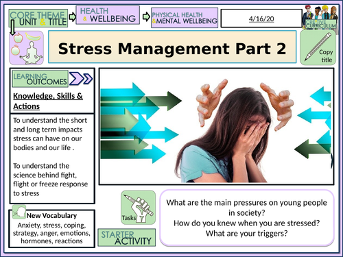 Stress Management - PSHE Lesson | Teaching Resources