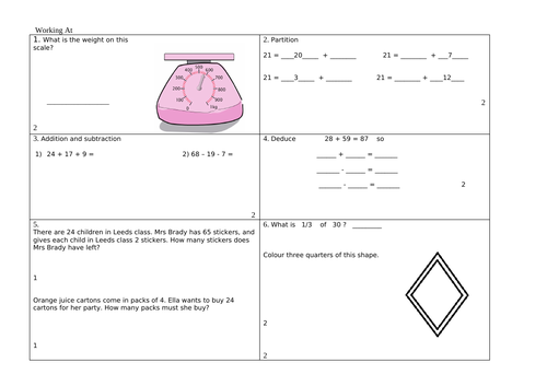 Year 2 Working towards/at Maths Mats | Teaching Resources