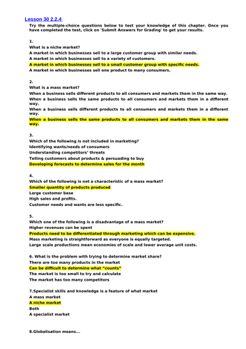 NCFE Level 1 / 2 Technical Award in Business Enterprise Unit 1 multiple ...