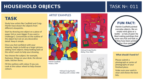 KS3 Art & Design tasks - homework, cover | Teaching Resources