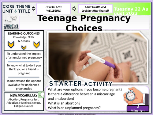 Teenage Pregnancy + Choices PSHE | Teaching Resources