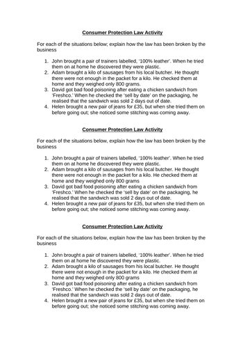Consumer Law and Rights GCSE Business | Teaching Resources