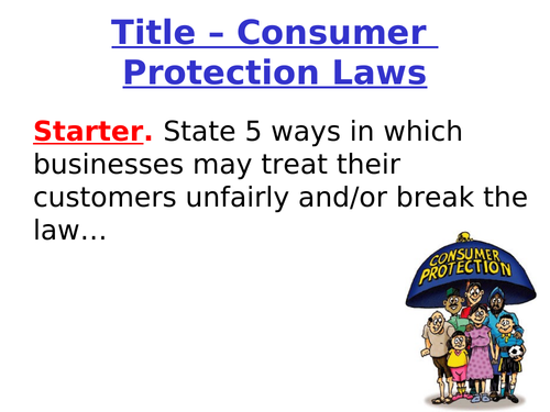 Consumer Law and Rights GCSE Business | Teaching Resources