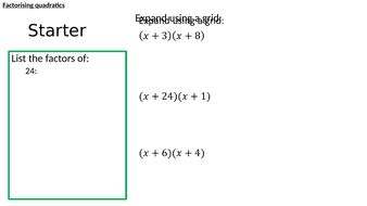 Factorising and solving quadratics using a grid (positive coefficients ...