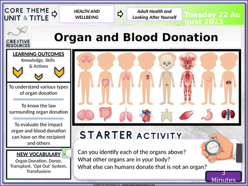 Organ Donation + Blood Donation PSHE | Teaching Resources