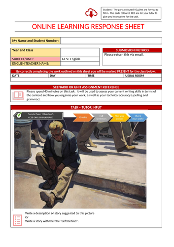 Online Distance / Home Learning - "Response Sheets" for GCSE English ...