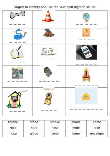Split digraph o-e PowerPoint and Worksheet | Teaching Resources Split digraph o-e PowerPoint and Worksheet | Teaching Resources
