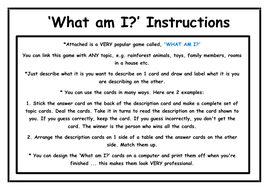 What Am I? A Great Describing Game | Teaching Resources