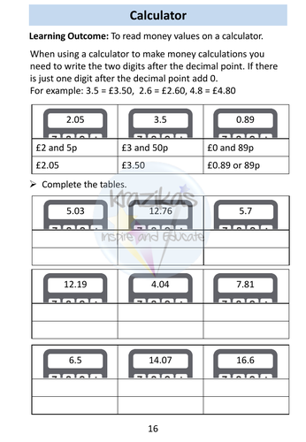 Money - AQA Entry Level 3 Maths | Teaching Resources