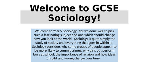 Home Learning: Intro to GCSE Sociology (4 lessons) | Teaching Resources