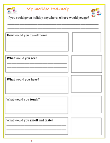 My dream holiday writing worksheet | Teaching Resources