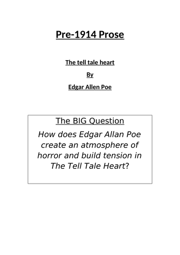 Edgar Allan Poe | The Tell Tale Heart Work Pack Booklet | Teaching ...