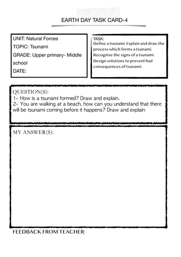 Earth Science - Levelled task cards (Formative assessment) for distance ...