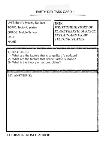 Earth Science - Levelled task cards (Formative assessment) for distance ...