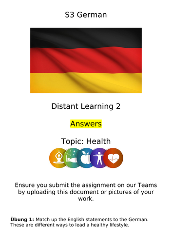 German Health Study Packs | Teaching Resources