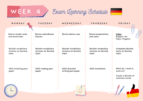 Exam Learning Schedule Template | Teaching Resources