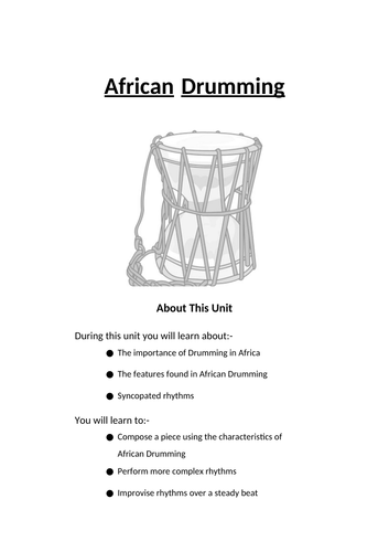 African Drumming KS3 Scheme of Work | Teaching Resources