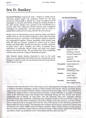 Ira Sankey (1840-1908) - Dwight. L. Moody's Gospel Singer | Teaching ...