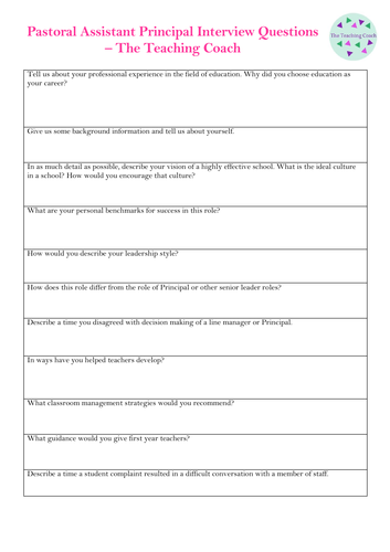 Assistant Principal Headteacher - SLT Senior Leadership - Interview ...