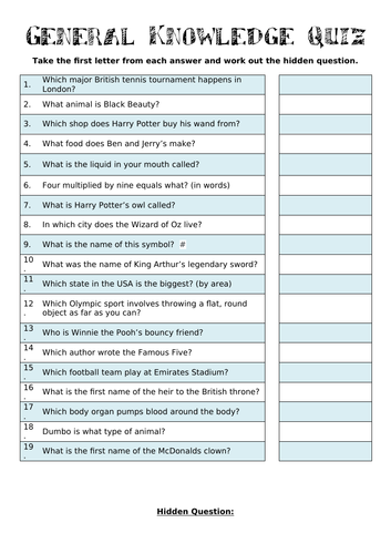 KS2 General Knowledge Quizzes | Teaching Resources KS2 General Knowledge Quizzes | Teaching Resources