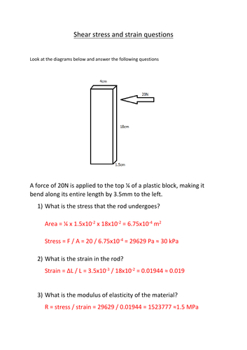 BTec Engineering - Shear Stress, Strain and Modulus of Rigidity ...