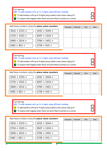 Column Addition [Year 4] | Teaching Resources