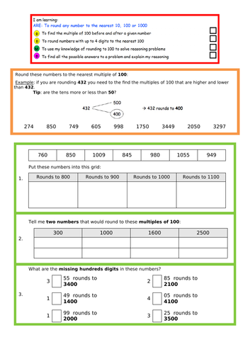 Rounding to 10, 100 and 1000 [Year 4] | Teaching Resources