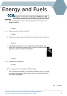 Food and Fuels | Teaching Resources