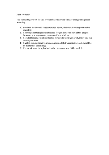 Science project on climate change | Teaching Resources