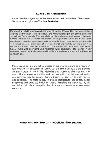 Kunst und Architektur - AQA A Level German translation practice ...