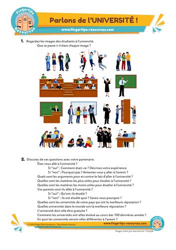 Parlons de l’UNIVERSITÉ ! | Teaching Resources