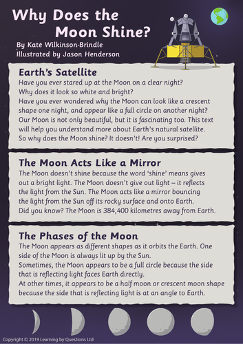 KS2 Non-Fiction Comprehension: Why does the Moon Shine? | Teaching Resources