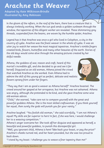 KS2 Fiction Comprehension: Arachne the Weaver | Teaching Resources