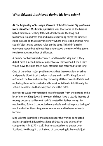 Edward I | Teaching Resources